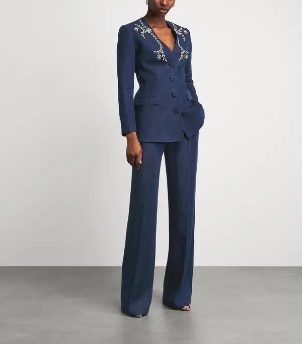 Huishan Zhang Chambray Wide-leg Trousers