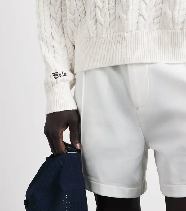 Polo Ralph Lauren Cotton-linen Cable-knit Sweater With Striped Collar