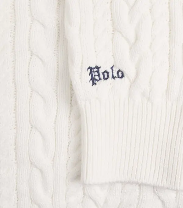 Polo Ralph Lauren Cotton-linen Cable-knit Sweater With Striped Collar