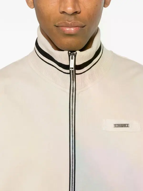 Iceberg Striped Trim Zip-up Sweatshirt