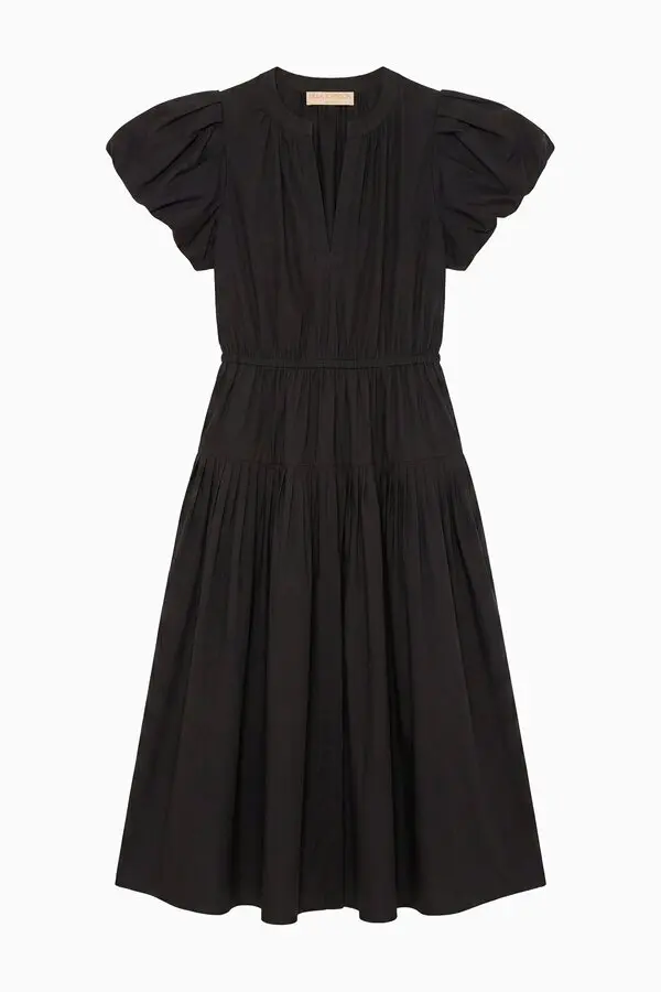 Ulla Johnson Marin Cotton Poplin Midi Dress - Noir