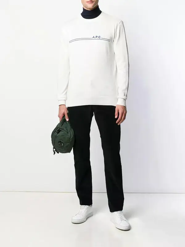 A.p.c. Cashmere & Cotton Blend Logo Print Jumper