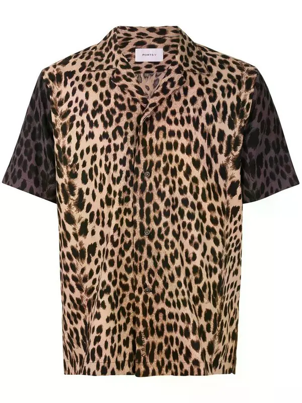PORTS V Leopard Print Boxy Shirt - Brown