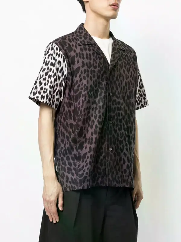 PORTS V Leopard Sleeve Shirt - Grey