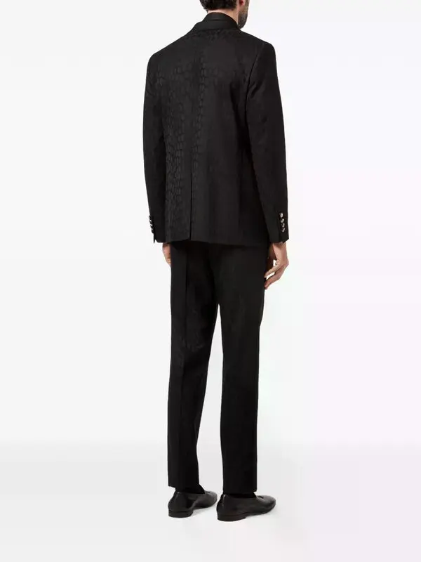 BILLIONAIRE Crocodile-effect Peak-lapel Blazer
