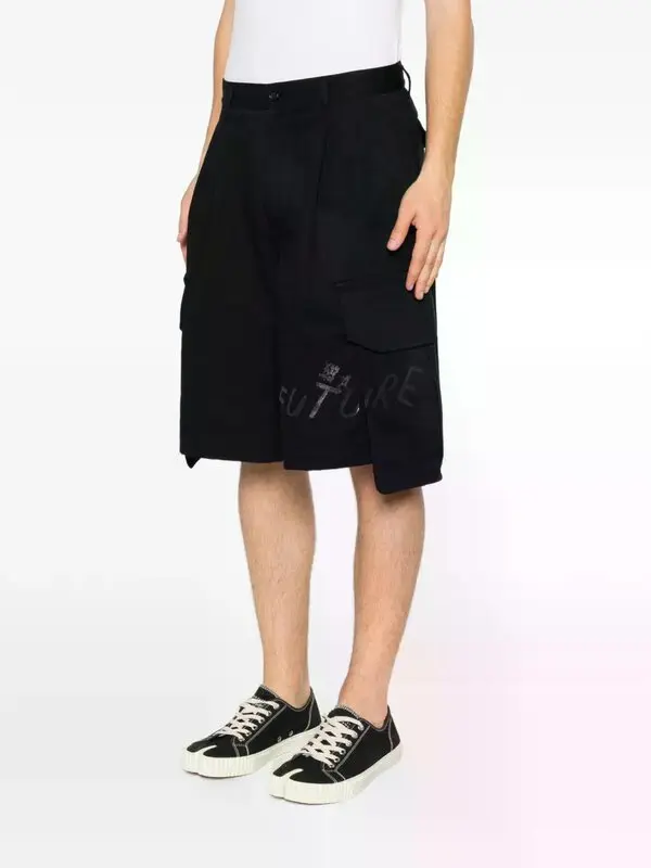 Comme Des Garçons Slogan Print Cargo Shorts
