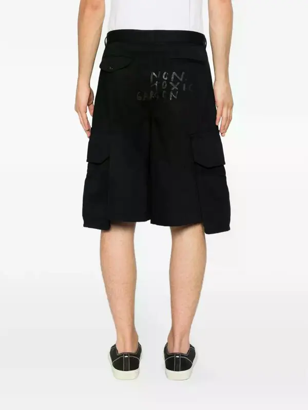 Comme Des Garçons Slogan Print Cargo Shorts