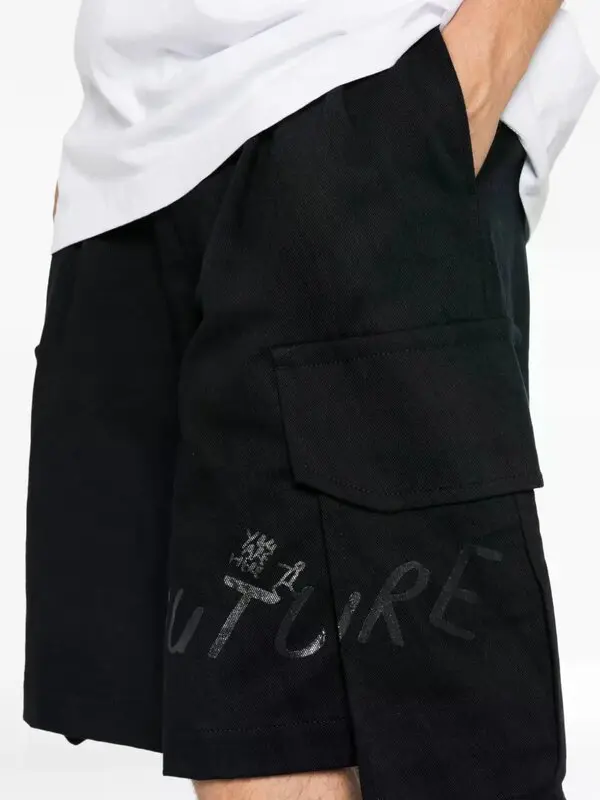 Comme Des Garçons Slogan Print Cargo Shorts