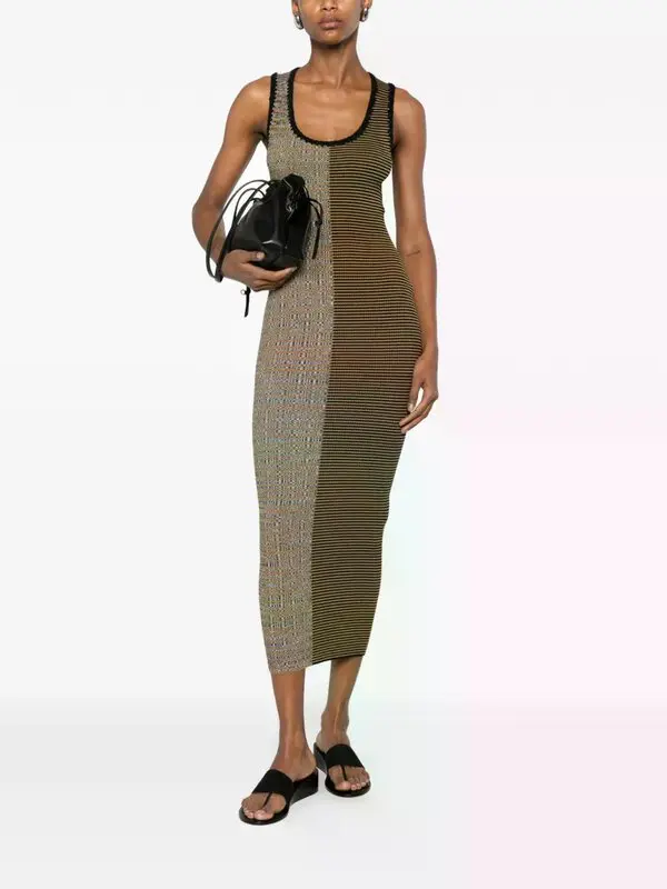 Nanushka Brown Striped Cut-out Midi Dress