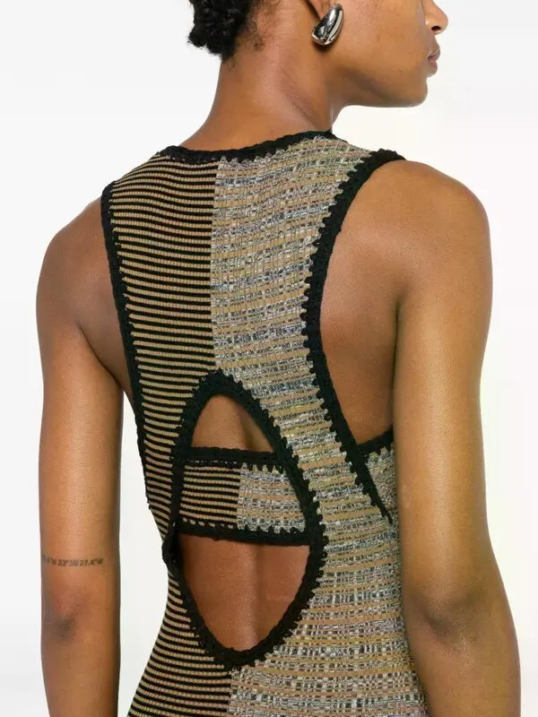 Nanushka Brown Striped Cut-out Midi Dress