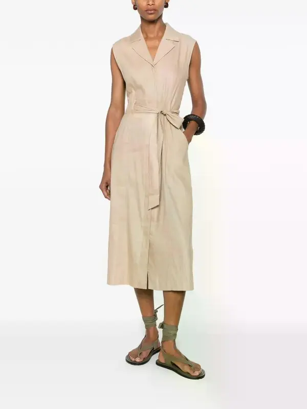 Marc O'polo Belted Sleeveless Dress In Beige