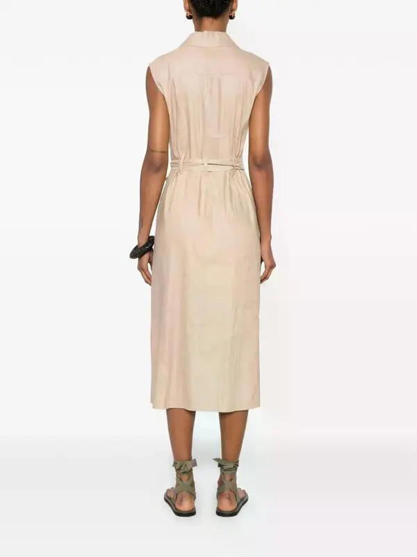 Marc O'polo Belted Sleeveless Dress In Beige