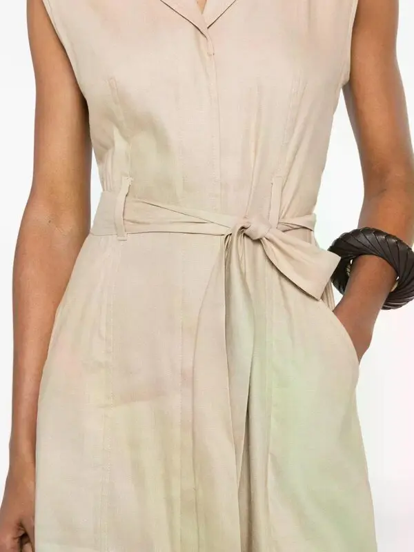 Marc O'polo Belted Sleeveless Dress In Beige