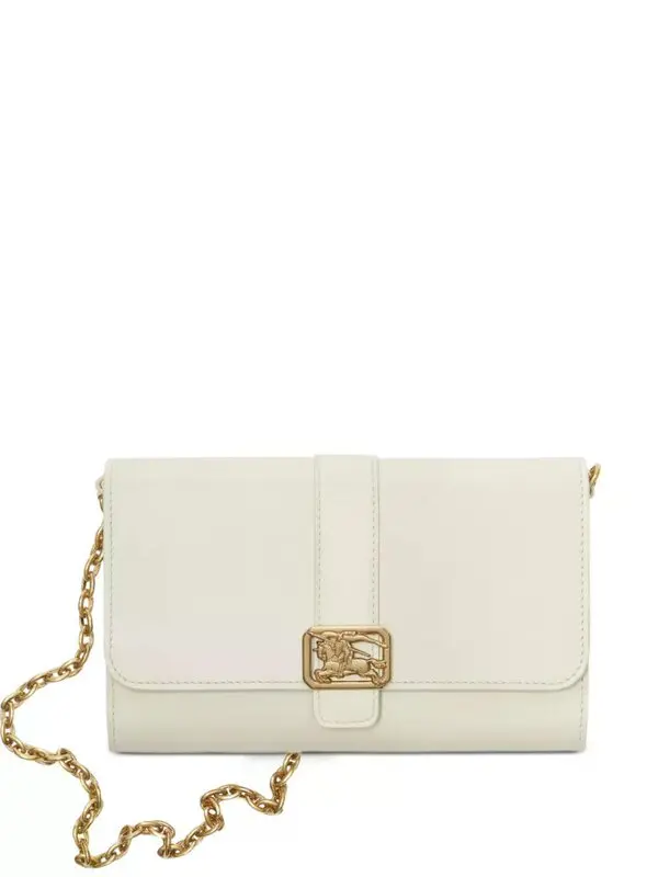 Burberry Rider Leather Wallet With Chain Strap - Neutrals