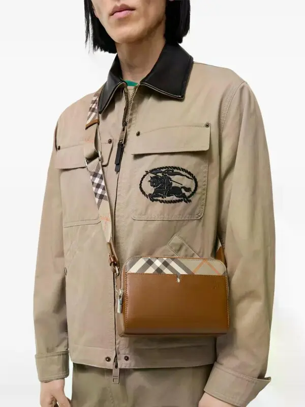 Burberry Check Canvas And Calf Leather Crossbody Bag