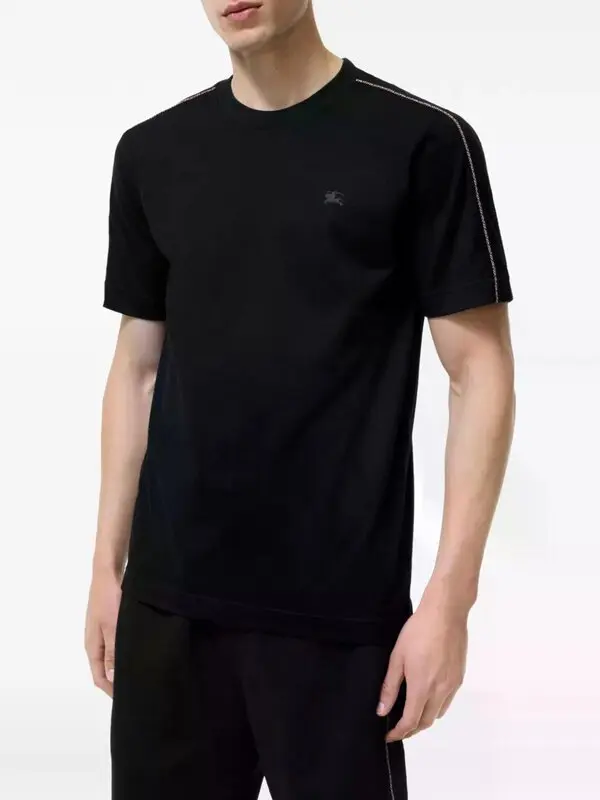 Burberry Check Piping Cotton T-shirt - Black