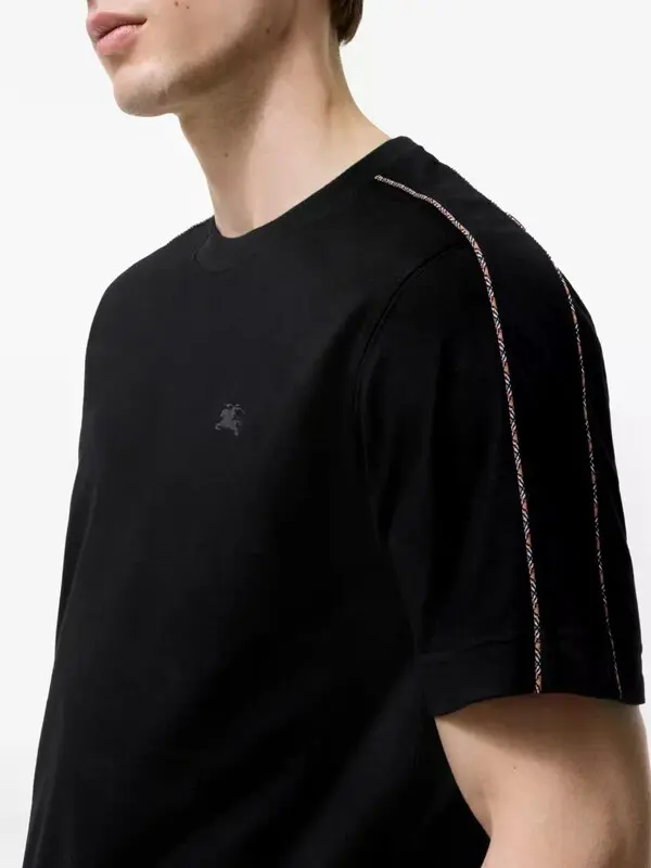Burberry Check Piping Cotton T-shirt - Black