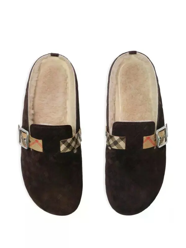 Burberry Check Shearling Urchin Clogs