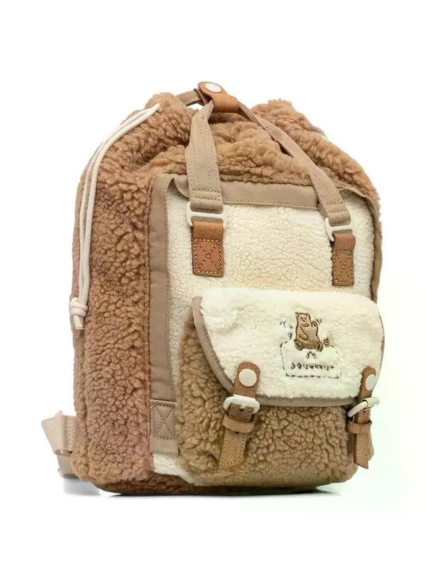 DOUGHNUT Fleece Texture Bear Embroidery Backpack