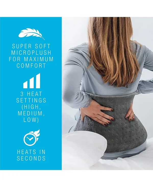PURSONIC Recovery Essential: 9-speed Massage Gun And Extra Large Microplush Heating Pad