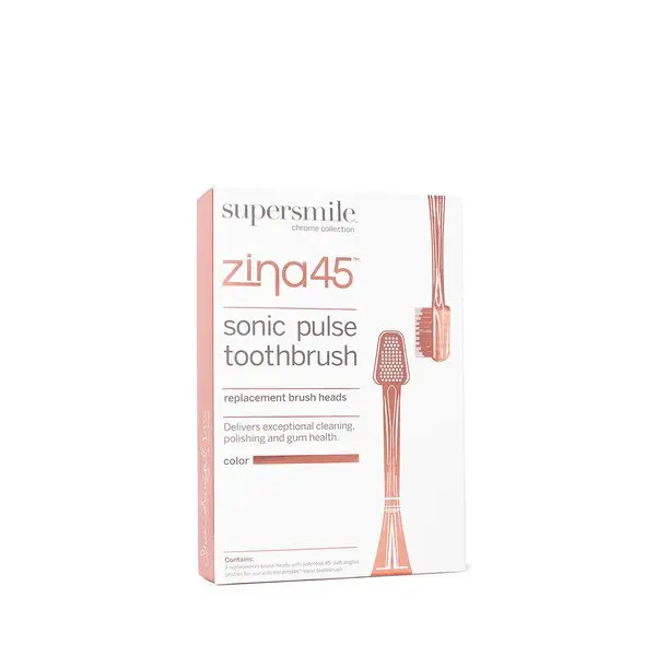 SUPERSMILE Zina45 Sonic Pulse Toothbrush Chrome Replacement Heads 2 Pack - Gold