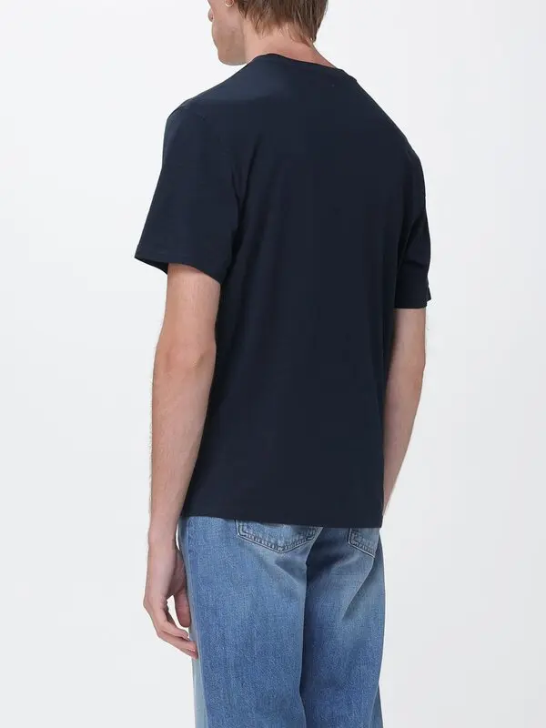 Woolrich Crew-neck Cotton T-shirt With Contrast Logo Print - Blue