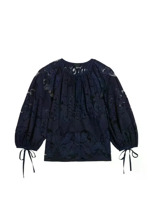 Ted Baker London Bacina Lace-embroidered Puff-sleeve Blouse