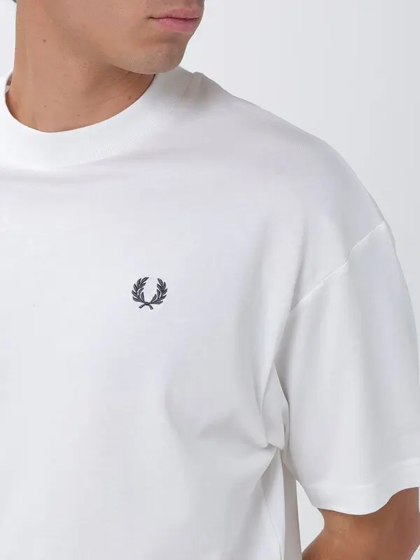 Fred Perry Cotton Crew Neck T-shirt With Contrast Logo And Dropped Shoulders