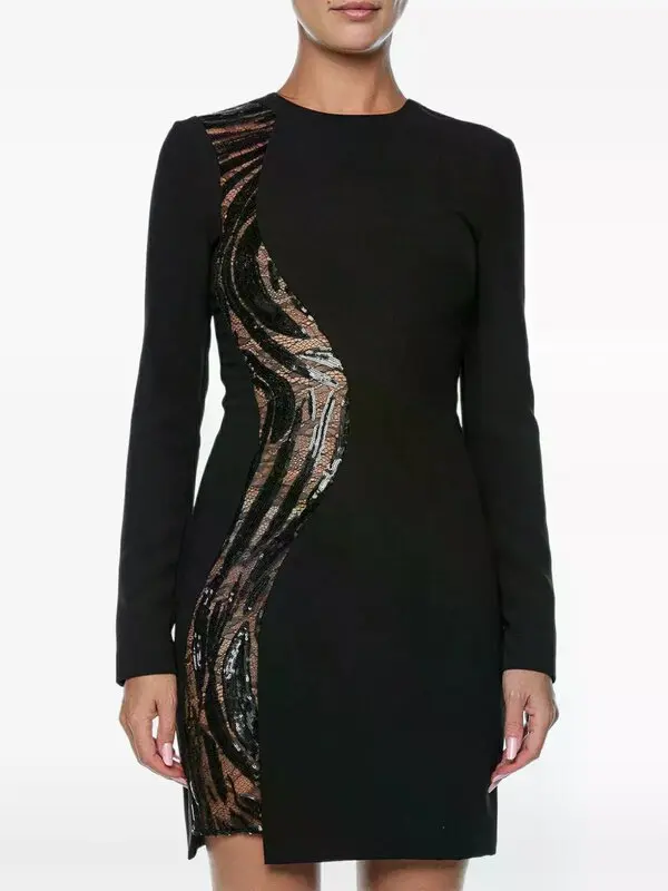 Just Cavalli Sequin Embellishment Lace Panel Mini Dress