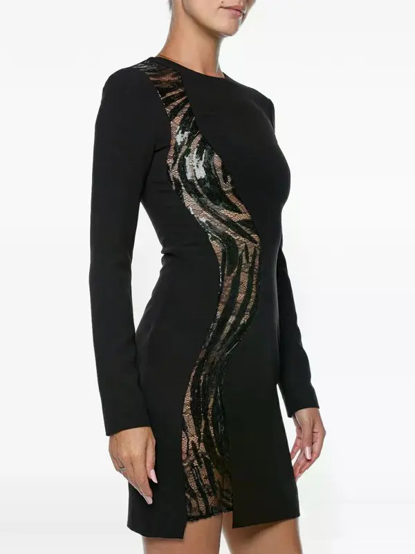 Just Cavalli Sequin Embellishment Lace Panel Mini Dress