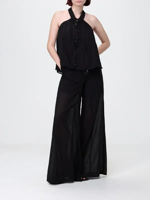 Pinko Cotton Halter Neck Top With Braided Tie-up Straps