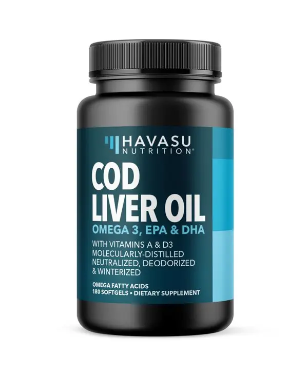HAVASU NUTRITION Cod Liver Oil Softgels | Omega 3 Epa And Dha Fish Oil 1000mg With Vitamins A And D3 - No Color
