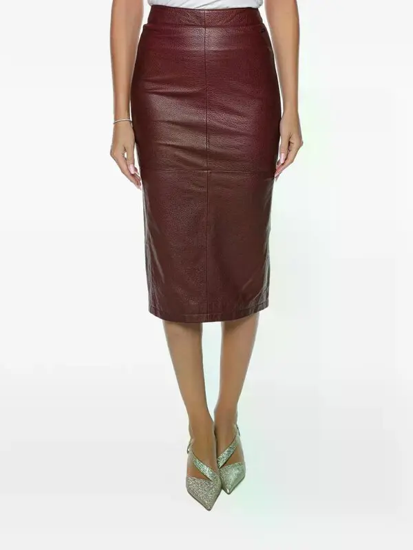Armani Exchange Pebbled Leather Midi Skirt