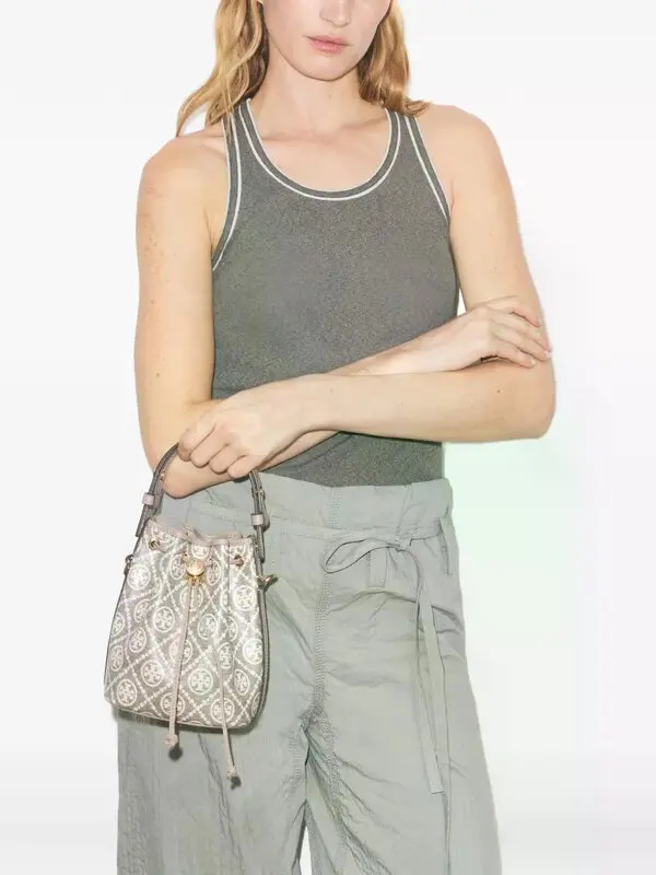 Tory Burch T Monogram Mini Bucket Bag - Grey
