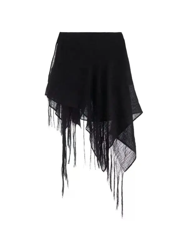 Yohji Yamamoto Layered Fringe Mini Skirt - Black