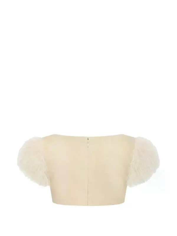 Dsquared2 Feather-trim Lace-panel Cropped Top