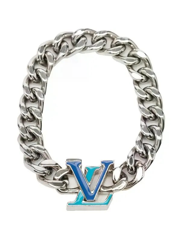 LOUIS VUITTON 2022 Stainless Steel Enamel Chain Bracelet - Silver