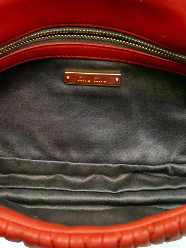 Miu Miu Matelassé Nappa Crystal Chain Satchel - Orange
