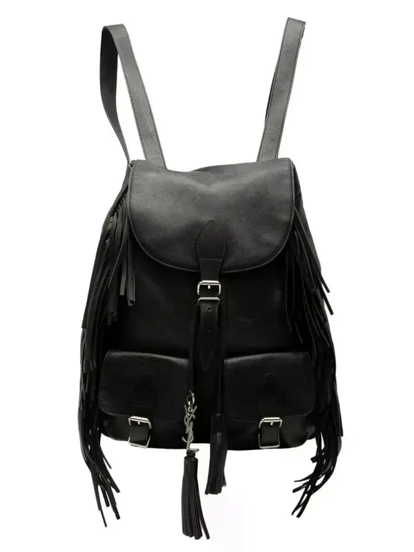 Saint Laurent Calfskin Fringe Festival Backpack - Black