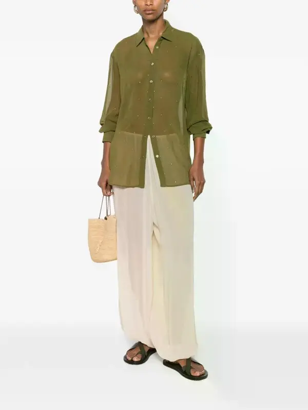 MC2 SAINT BARTH Rhinestone Embellished Semi-sheer Shirt