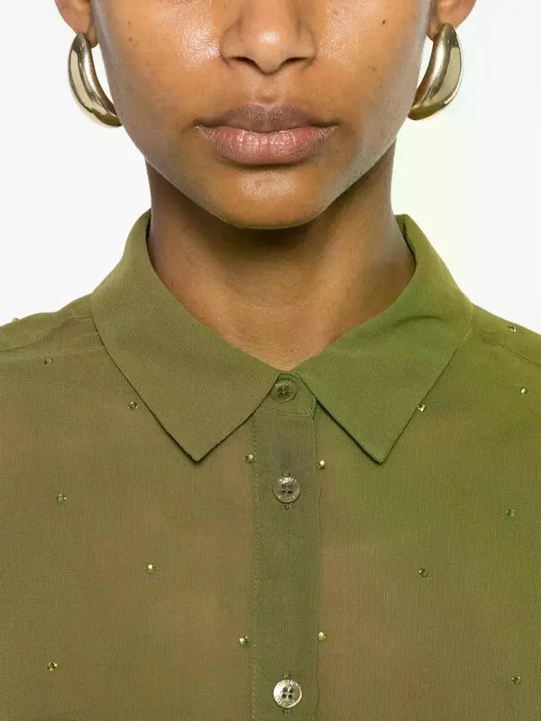 MC2 SAINT BARTH Rhinestone Embellished Semi-sheer Shirt