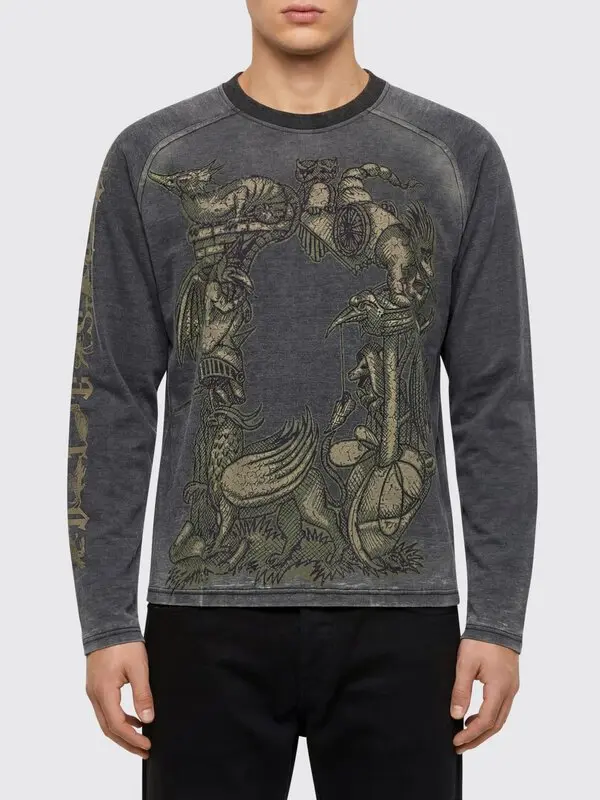 DIESEL® Printed Cotton Blend T-shirt - Grey