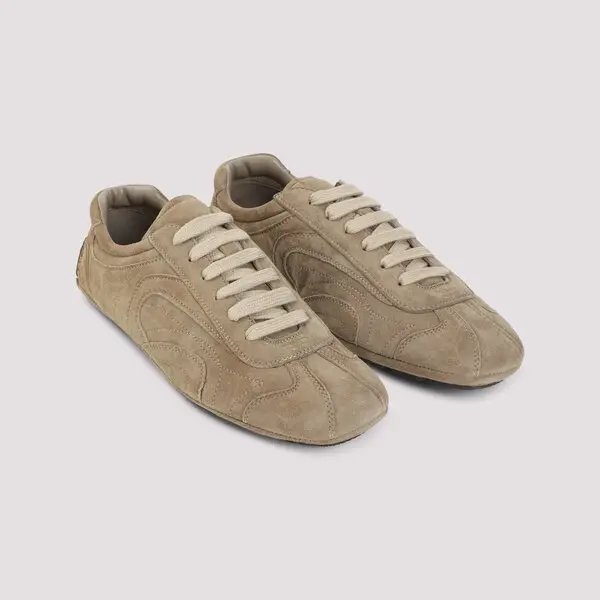 Prada Montecarlo Suede Lace-up Sneakers - Brown