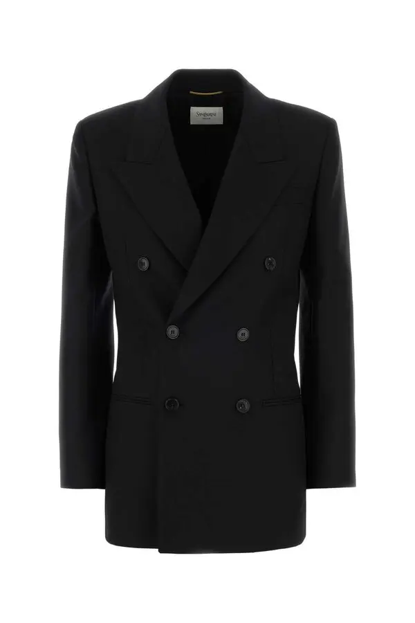 Saint Laurent Double-breasted Wool Blazer - Black