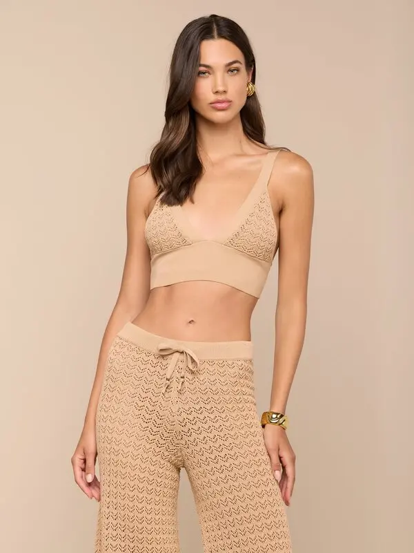 L'Agence Reverie Pointelle Knit Bralette - Light Cappuccino
