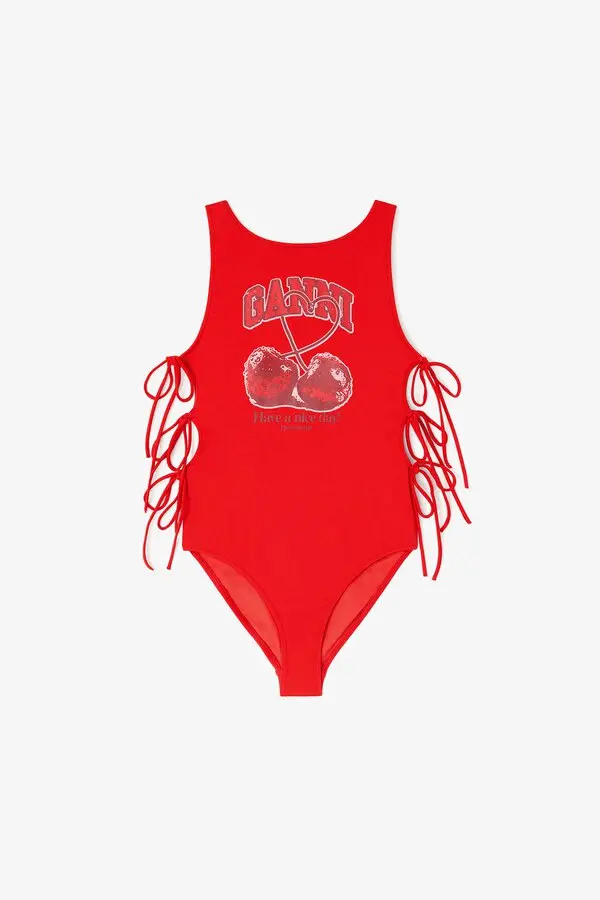 GANNI Cherry Print Swimsuit - Red