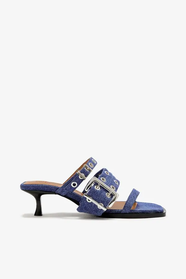 GANNI Buckle Strap Mules - Blue