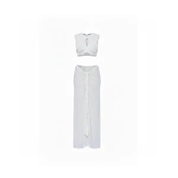 Suyty Rio Set: Twisted Keyhole Top And Ruched Maxi Skirt
