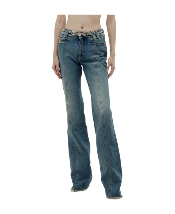 Alessandra Rich Slim Fitted Flared Denim Jeans