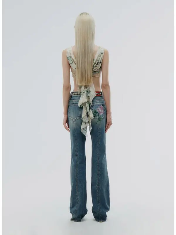 Alessandra Rich Slim Fitted Flared Denim Jeans